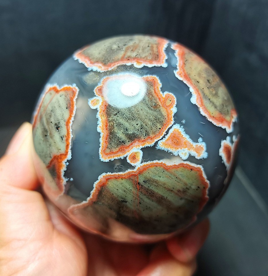 TOP 690g Natural Coloful Banded Stone Sphere Ball Meditation Healing ...