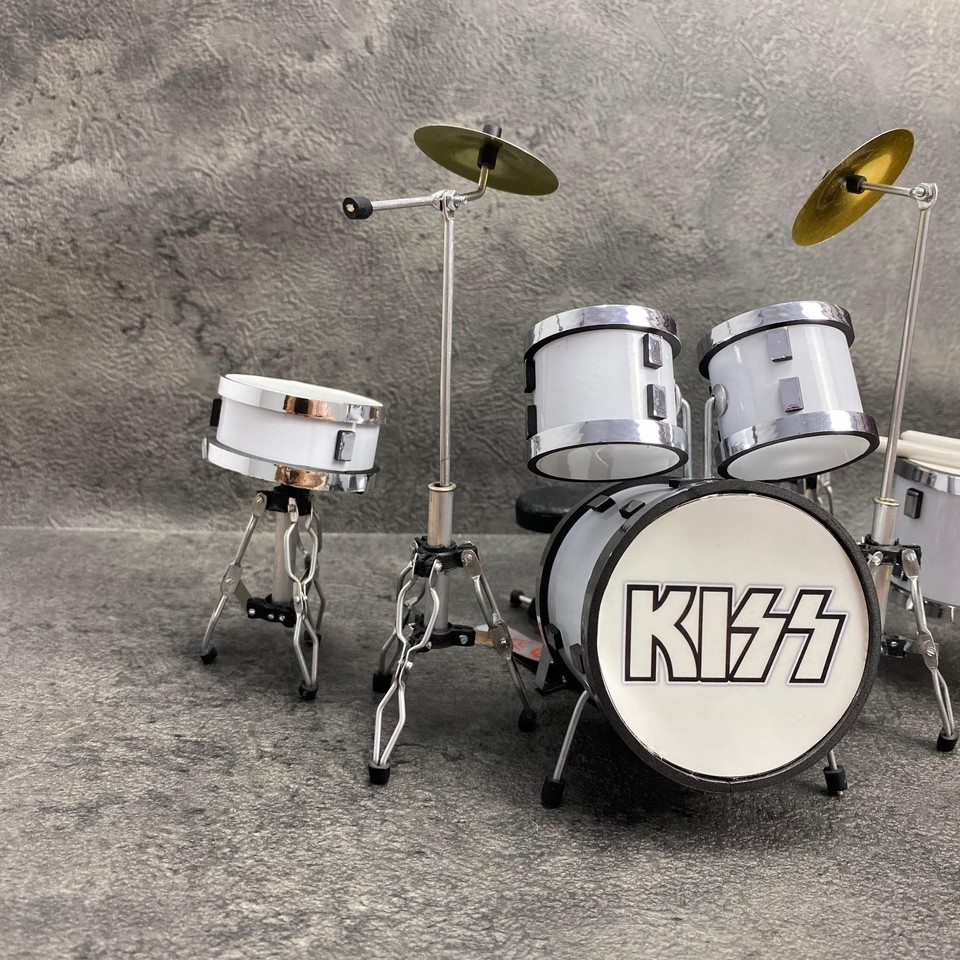 Miniature Drum Set KISS White – Collectible Rock Band Display 1/12 ...