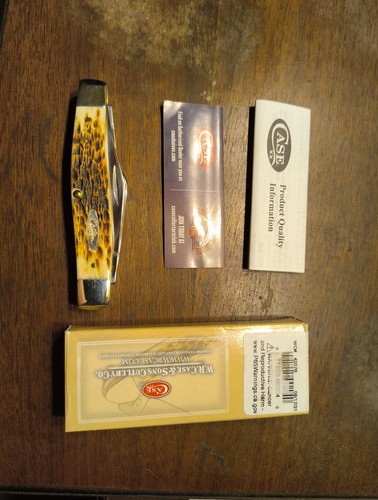 Case xx Amber Bone Peach Seed Jig Large Stockman 6375 CV | eBay