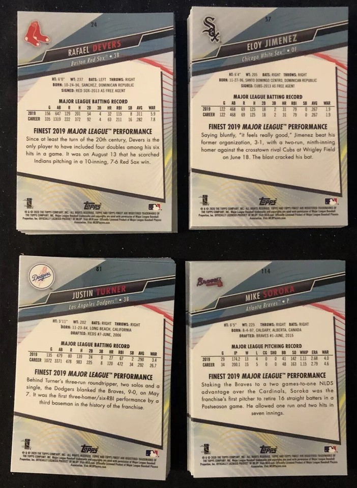 2020 Topps Finest Baseball Cards Lot You Pick | eBay