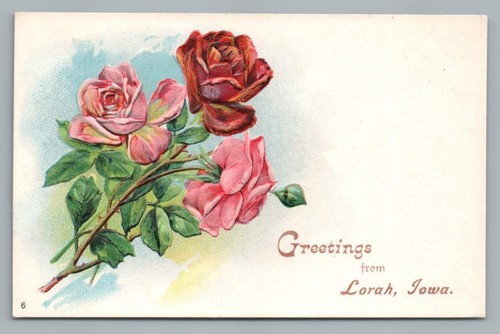 Greetings from LORAH Iowa ~ Antique Cass County Pymosa Embossed ...