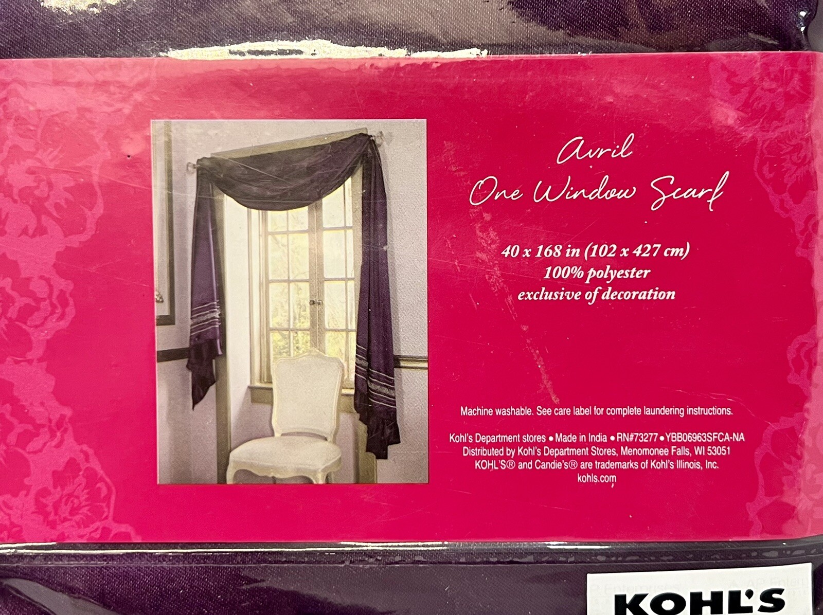 Candie's Avril Purple One Window Scarf - 40”x168” - New - 100% ...