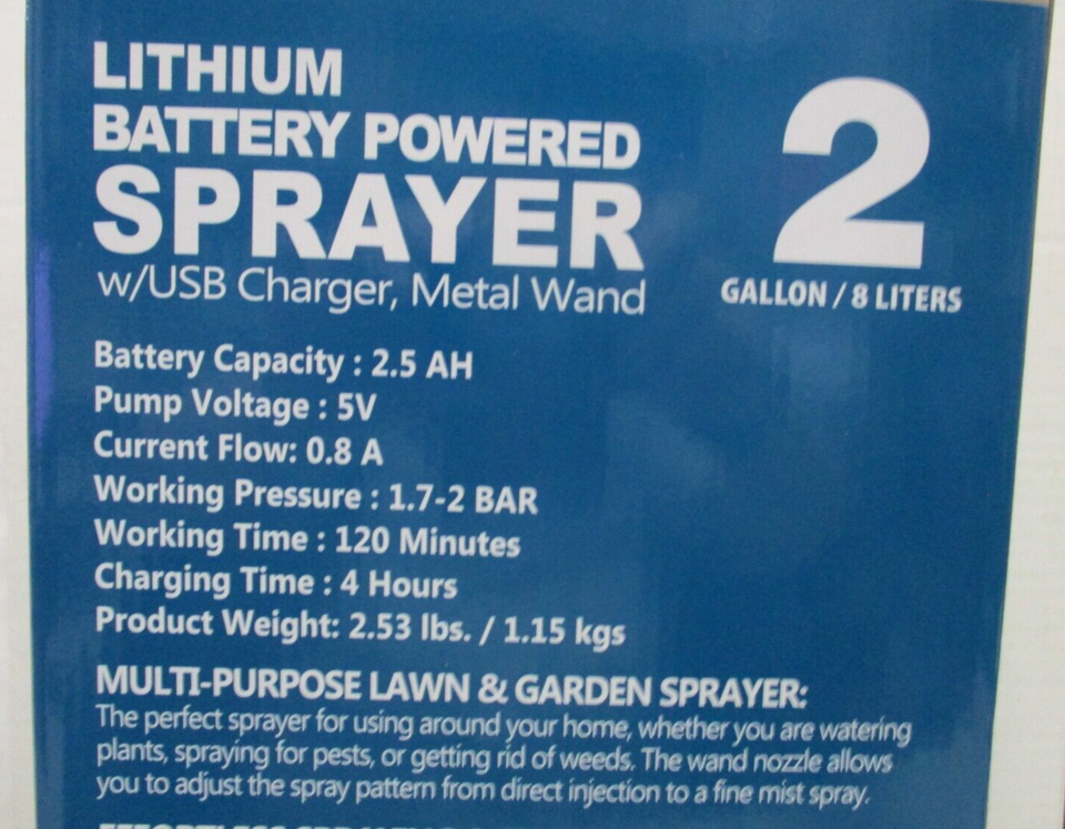 Agway 2 Gallon Lithium Battery Powered Sprayer | eBay