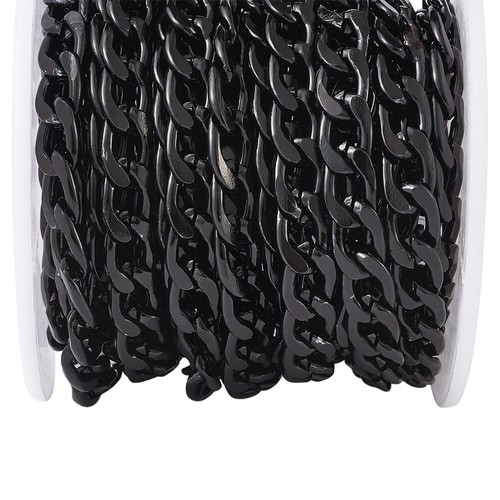 1 Roll Aluminum Twist Curb Cross Chain Black Unwelded Link Chain 12X7Mm ...