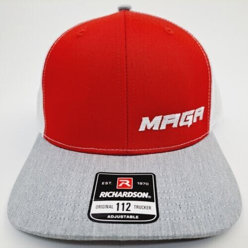 MAGA Trump Richardson 112 Trucker Cap Red Hat Mesh Snapback Offset ...