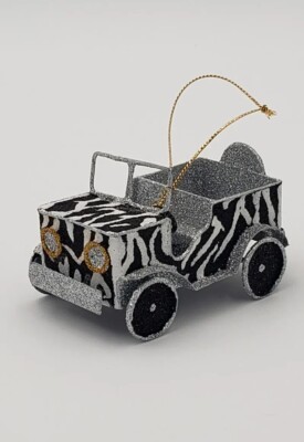 Zebra Striped Jeep Christmas Ornament Metal 3.5" Safari Hand Painted | eBay