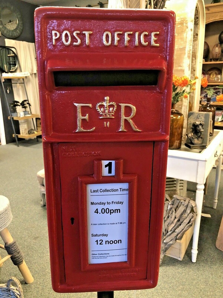 Post Box Cast Iron Post Office ER Red British Post box Reproduction ...