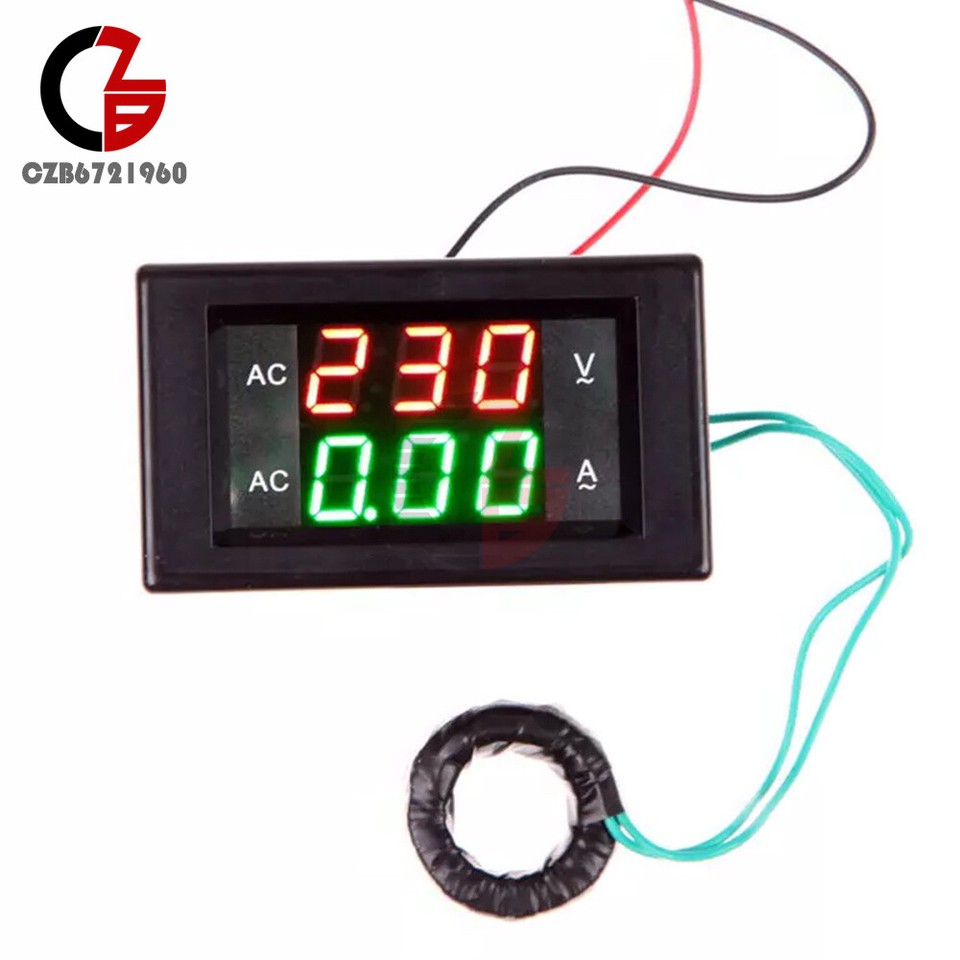 AC 80-300V 100A Digital LCD Ammeter Voltmeter LED Panel Amp Volt Meter ...
