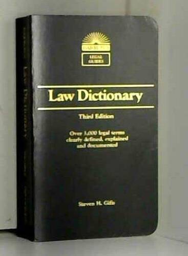 Law Dictionary (Barrons Legal Guides) - Paperback By Steven Gifis ...