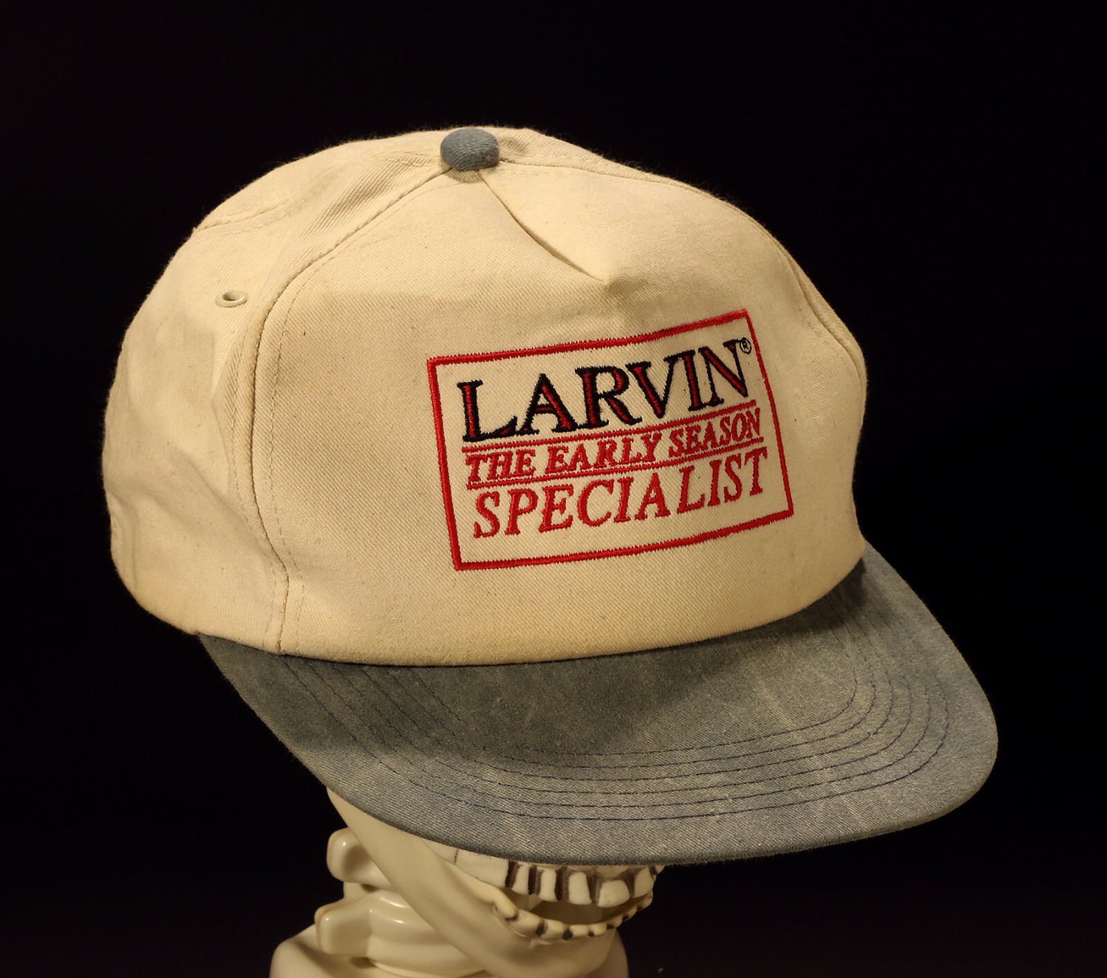 Vintage Larvin Insecticide Cloth Cap Hat White and De… - Gem