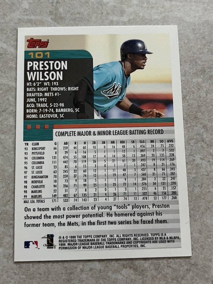 2000 Topps #101 Preston Wilson MLB Florida Marlins | eBay