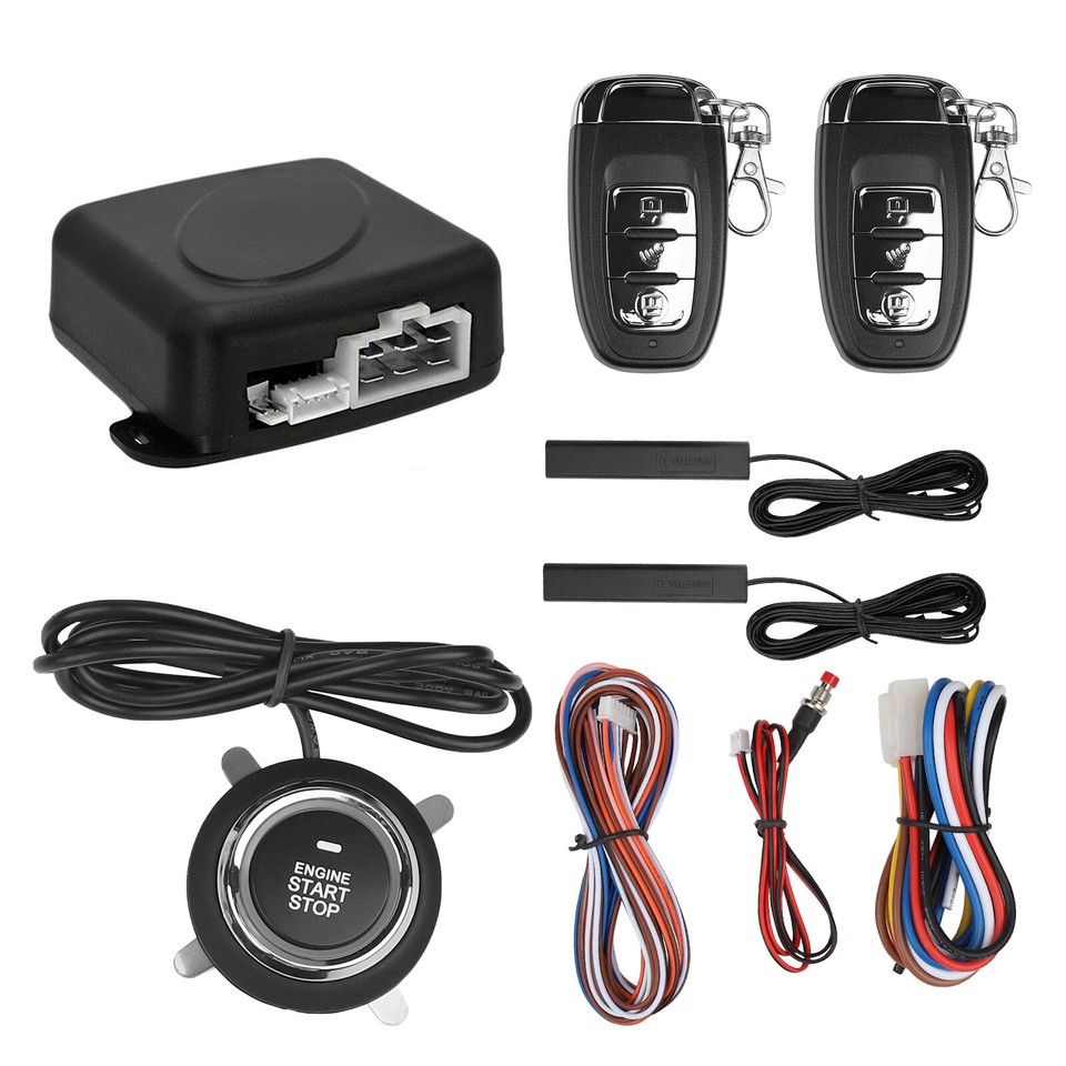 Car Keyless Entry Engine Start Alarm System Kit Push Button Remote ...