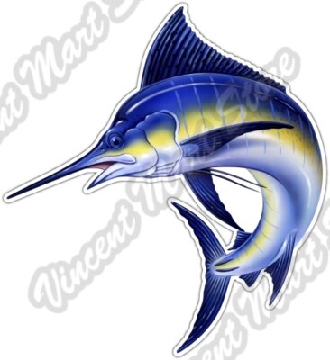 Blue Marlin Fish Fishes Fishing Fisherman Car Bumper Vinyl Sticker ...