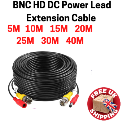 BNC HD DC Power Lead CCTV Security Camera Extension Cable DVR Video ...