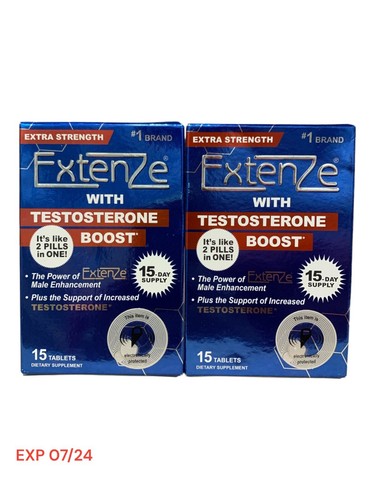 Lot of 2 ExtenZe Extra Strength Testosterone Boost - 15 Tablets Each ...