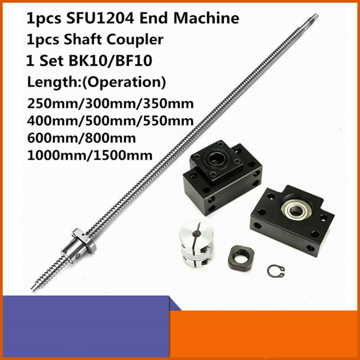 Ball Screw SFU1204 RM1204 12mm L250-1500mm w nut + BK/BF10 End Supports ...