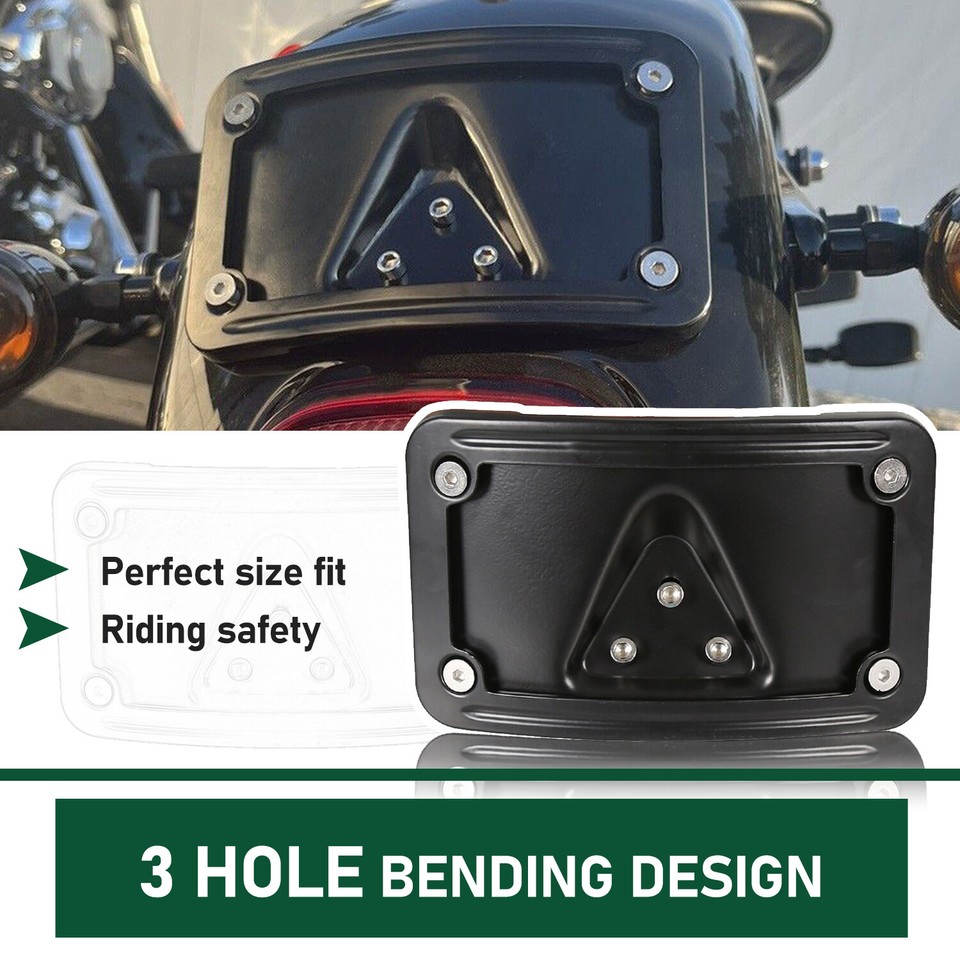 Curved Laydown License Plate Mount Bracket For Harley Sportster Dyna ...