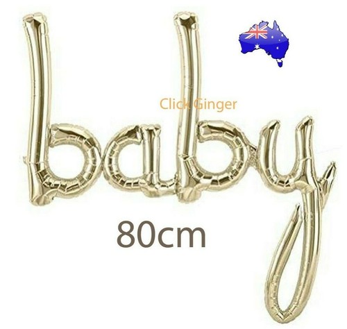Baby Script Word Foil Balloon White Gold Baby Shower Birthday Birth ...