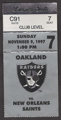 OAKLAND RAIDERS LUXURY SUITE TICKET 1997 vs Saints RARE CLUB TIX | eBay
