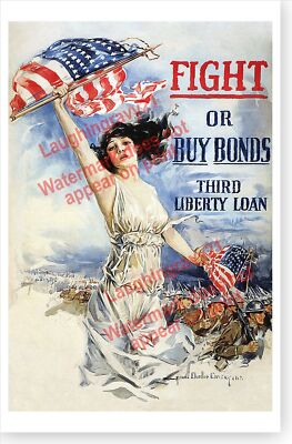 WWI Fight Or Buy Bonds Patriotic Third Liberty Loan Homefront Poster | eBay