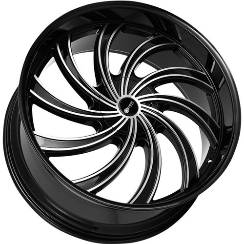 (Set of 4) Eclipse 104 24x9.5 6x135/6x5.5" +25mm Black/Machined Wheels ...
