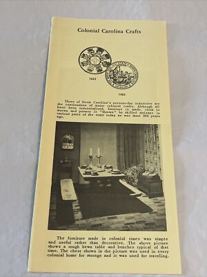 COLONIAL CAROLINA CRAFTS North Carolina Vintage Brochure PAMPHLET | eBay