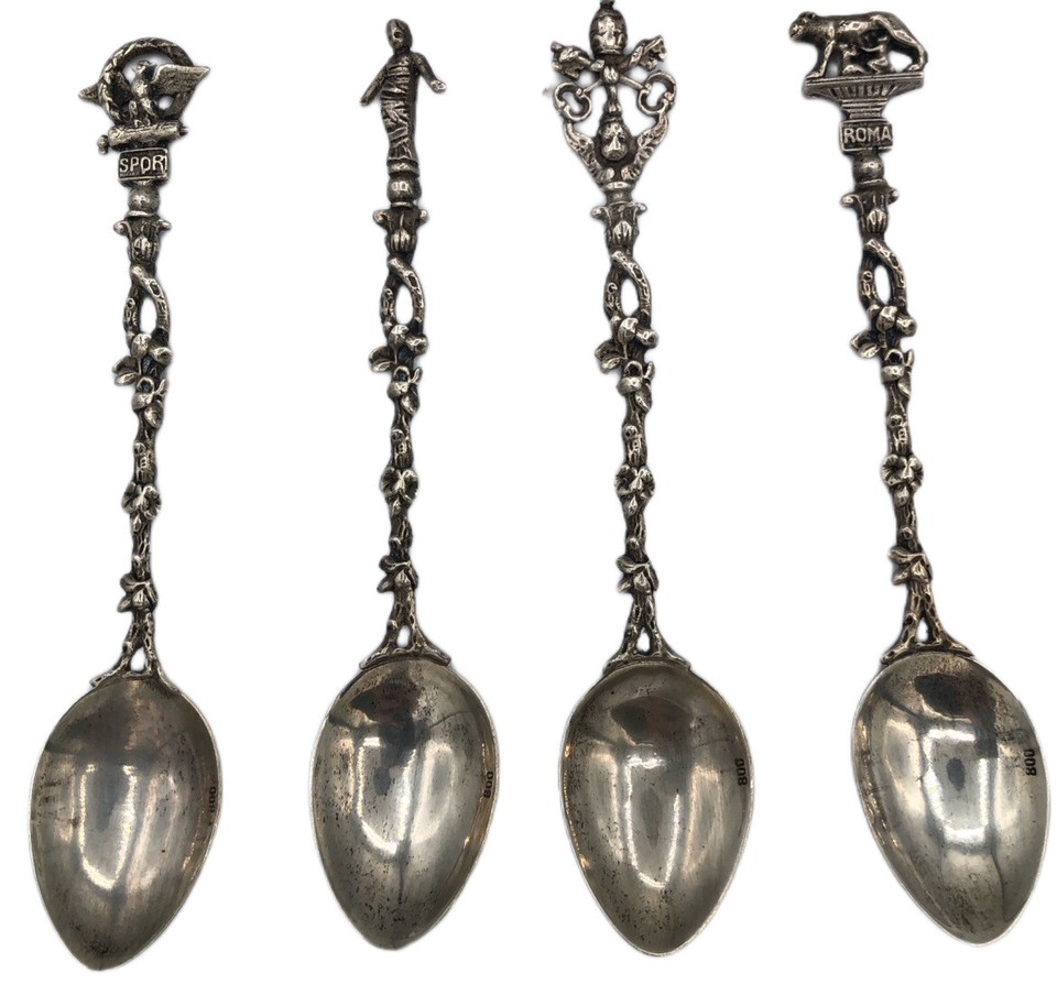 Set 11 Italian 800 Silver Demitasse Figural Souvenir Spoons Made in ...