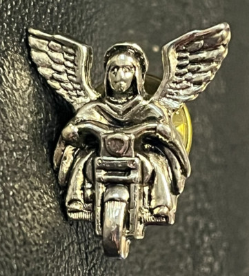 Vintage Angel Biker Pin Silver Tone Pinback Lapel Pin Motorcycle | eBay
