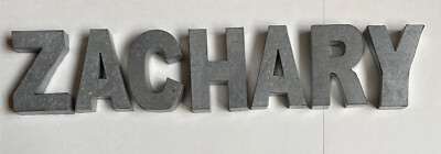 ZACHARY 6 Inch Galvanized Metal Letters Wall Decor 3D Hang/Freestanding ...