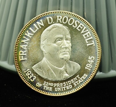 President Franklin Roosevelt Franklin Mint Art Round 92.5% Silver | eBay