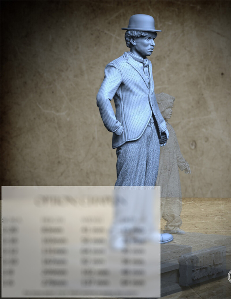 3D Printing Charlie Chaplin Garage Kit Figure Model Kit Unpainted ...