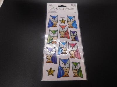 The paper studio stick a bilities stained glass owls 3D stickers 12pc ...