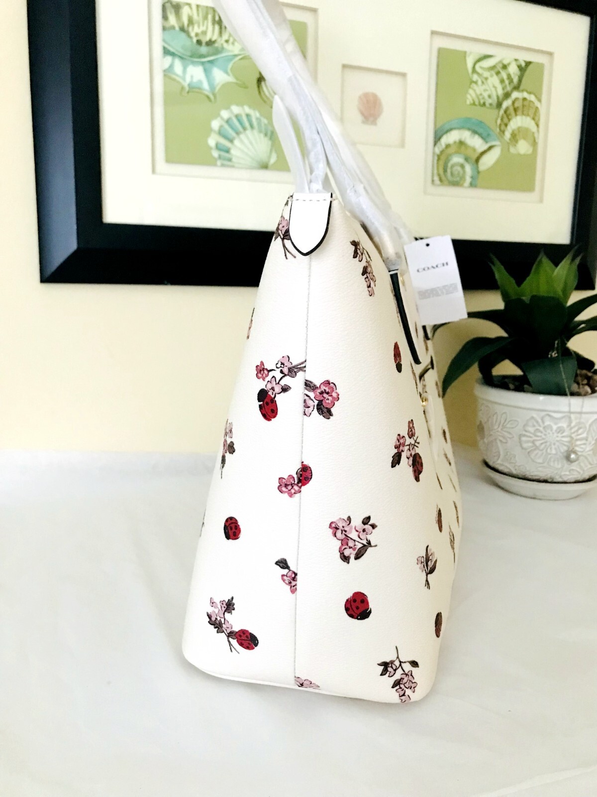 Coach Gallery Tote Bag With Ladybug Floral Print Gold/Chalk Multi CU271 ...