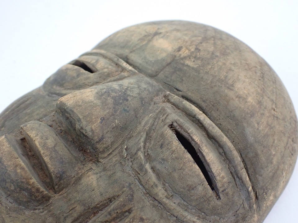 Antique West African Nigerian Small Round Moon Face Mask w/Facial ...