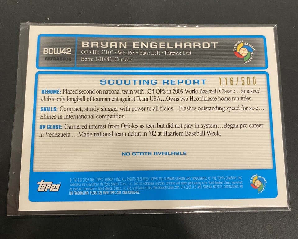 2009 Bowman Chrome Refractor WBC BRYAN ENGELHARDT Netherlands /500 SP ...
