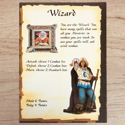 WIZARD CHARACTER CARD - HEROQUEST 1989 EDITION | eBay UK