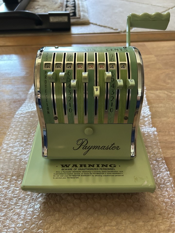 Paymaster Check Writer S 1000 Business Office Machine USA w Key Vintage ...