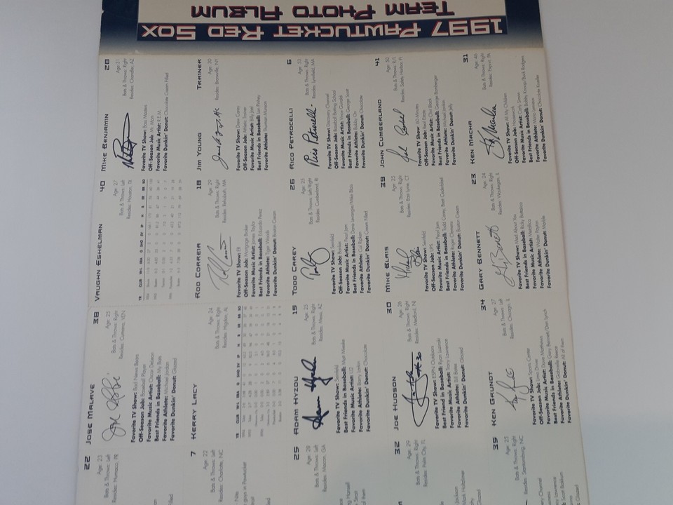 1997 Pawsox Team Photo Album PAWTUCKET RED SOX Player Card Set Uncut ...