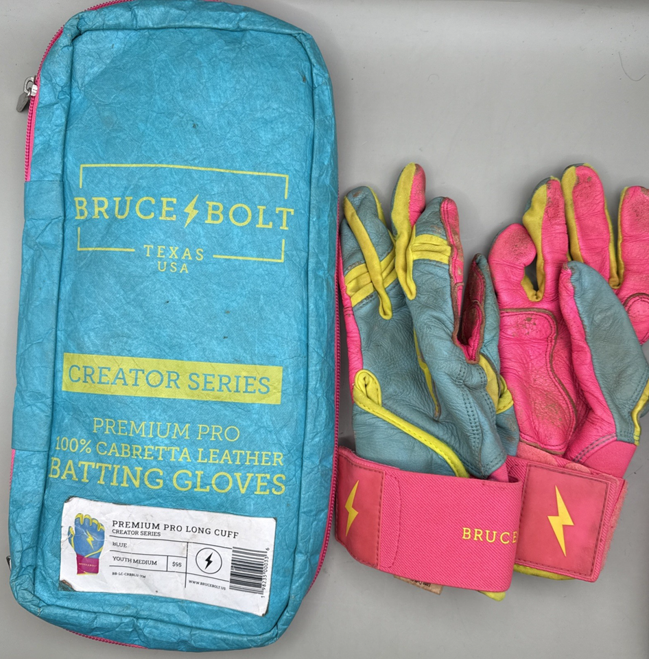 Bruce Bolt Premium Pro Long Cuff Youth Medium Blue Pink Creator Series ...