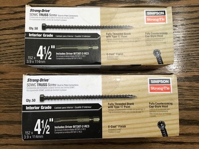 NEW Lot of 2 Boxes Simpson Strong-Tie SDWC15450 KT 4 1/2” Truss Screws ...