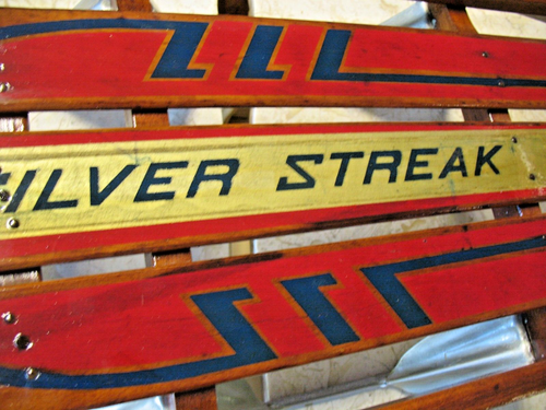 VINTAGE SILVER STREAK 1950's SNOW SLED 52'' RESTORED TO ORIGINAL COND ...