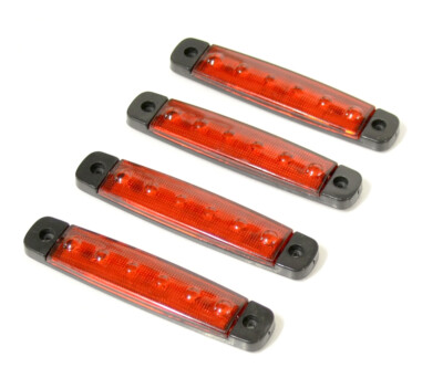 4x Red 6 LED Side Marker Indicator Lights Lamps 24V For Scania Daf Man ...