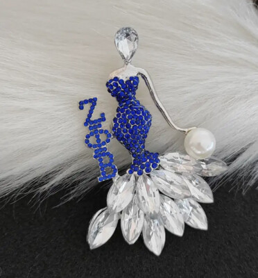 ZPB, Zeta Phi Beta, Lady Brooch Pin, Blue Letters, with Keepsake Pouch ...