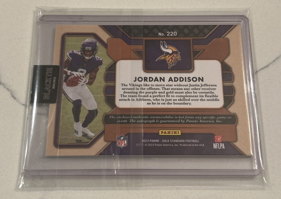 Jordan Addison 2023 Panini Gold Standard Football Rookie Patch Auto ...
