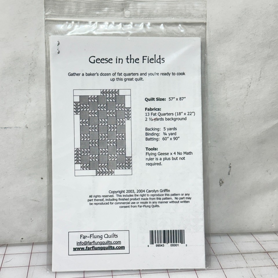 Far-Flung Carolyn Griffin Geese in the Fields Fat Quarter Quilt Pattern ...