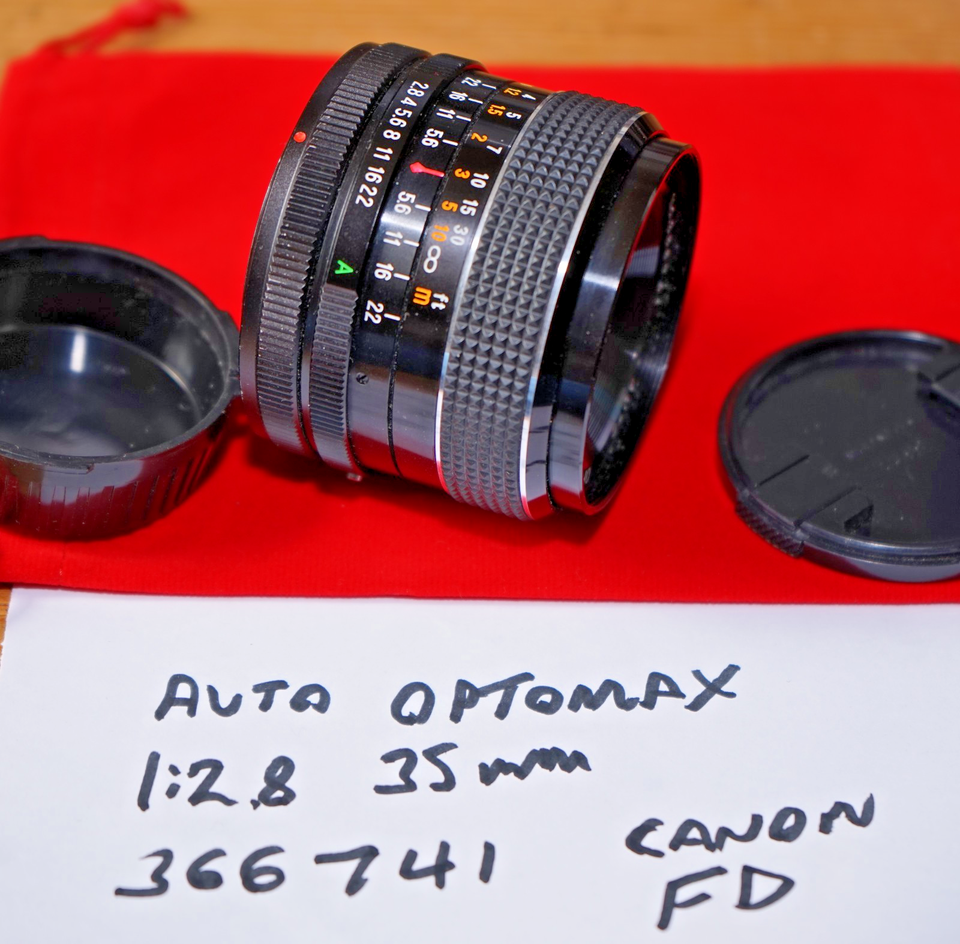 Auto Optomax 35mm f2.8 Manual Focus Lens for Canon FD-Mount 35mm SLRs ...