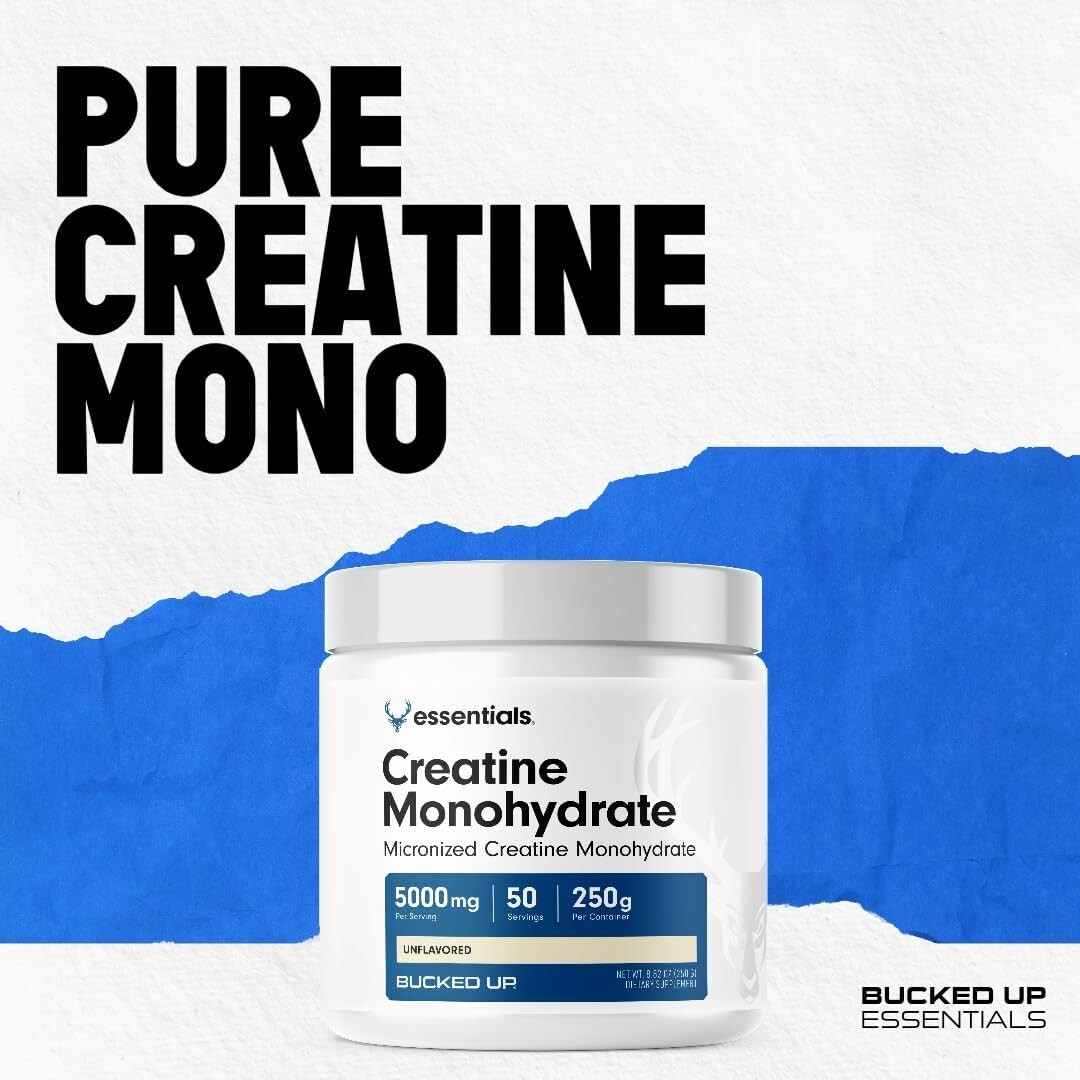 Bucked Up Creatine Monohydrate 250 Grams Micronized Powder Essentials