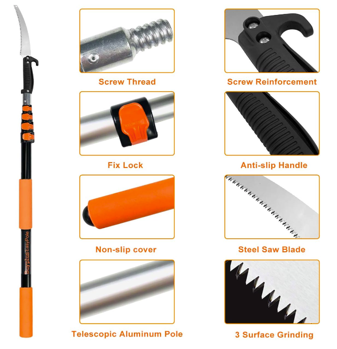 Manual Pruning Pole Saw 20 Ft Hand Pruning Saw for Tree Trimming ...