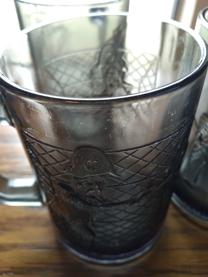 Vintage McDonalds Gray Glass Mugs Grimace (2)Hamburglar Captain Crook ...