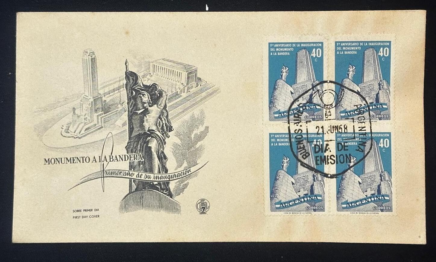 CM) 1958. ARGENTINA. FDC. MONUMENT TO THE FLAG. MULTIPLE STAMPS. XF | eBay